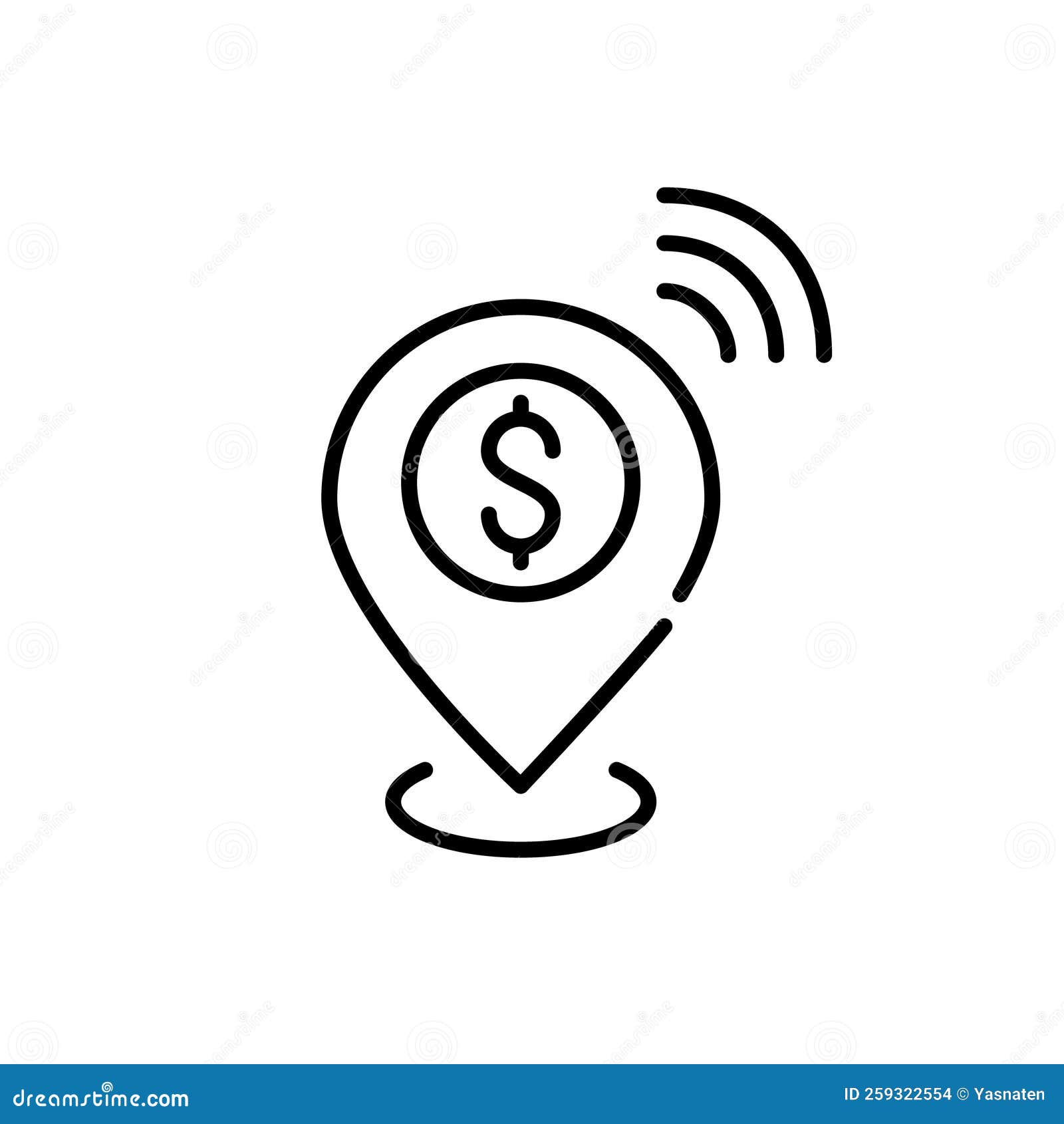Location Pin with Dollar Sign Sharing Position. Pixel Perfect, Editable ...