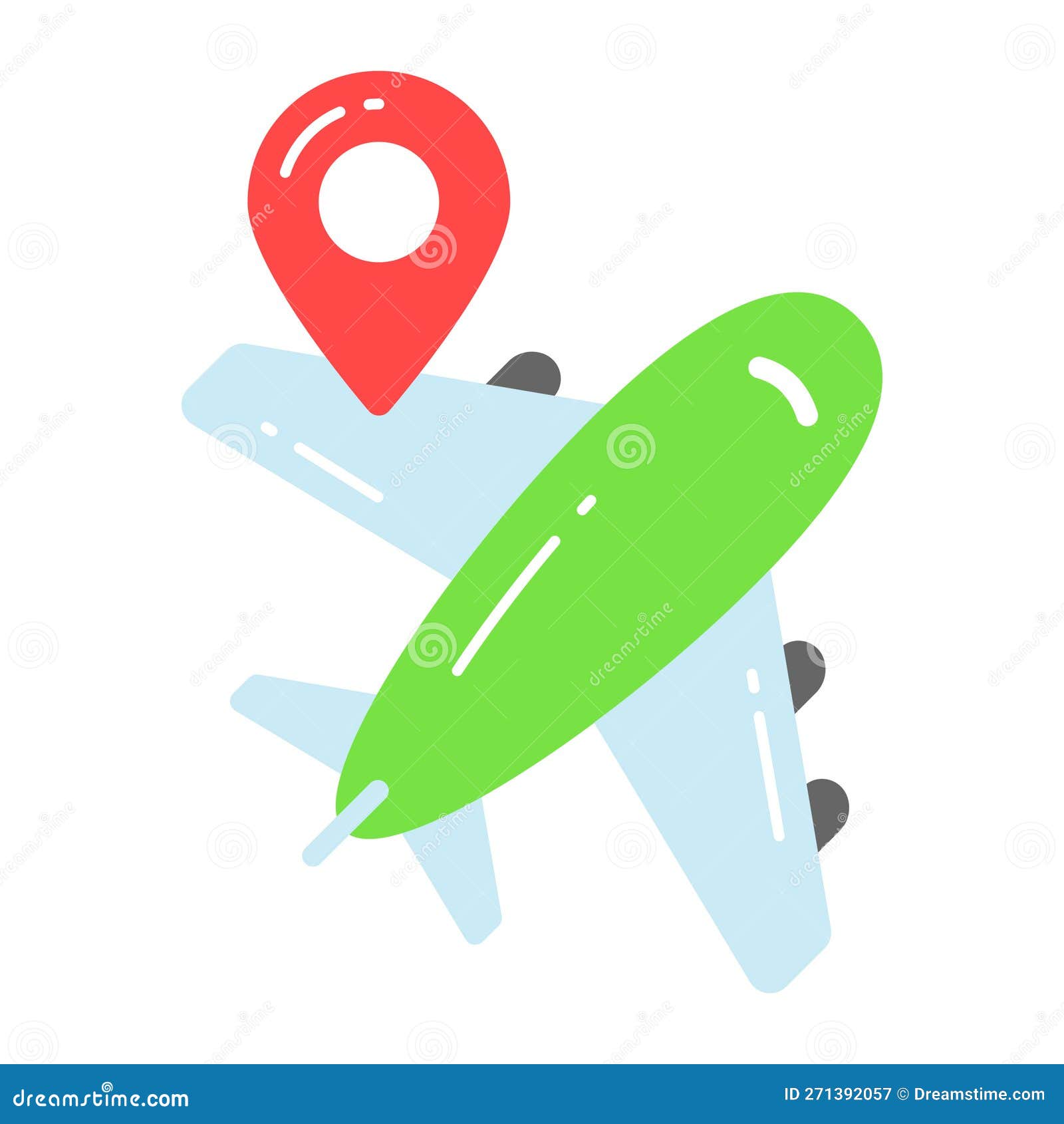 Location Pin with Flight Showing Concept Vector of Flight Location ...