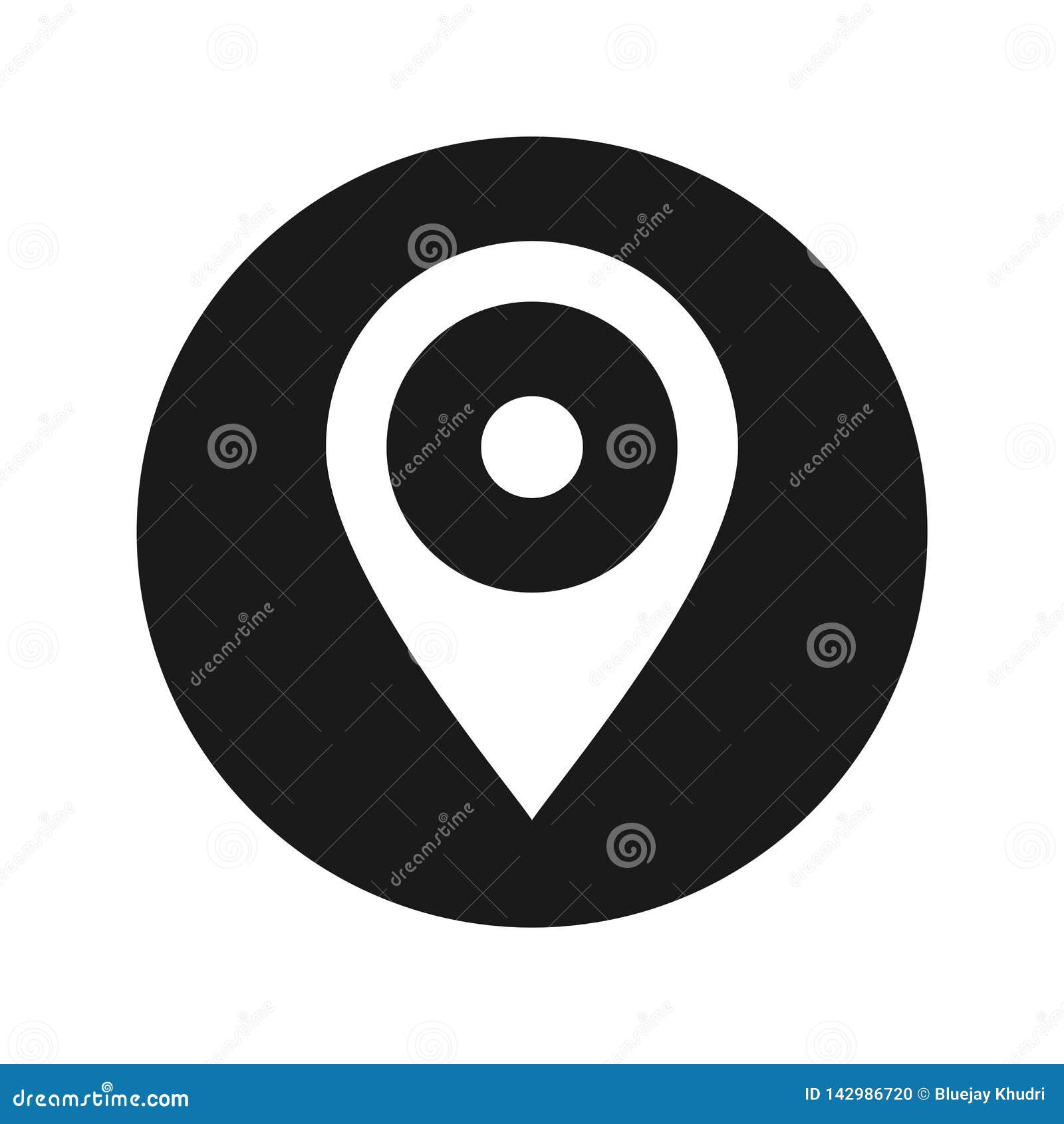 Location Pin Icon Flat Black Round Button Vector Illustration Stock ...