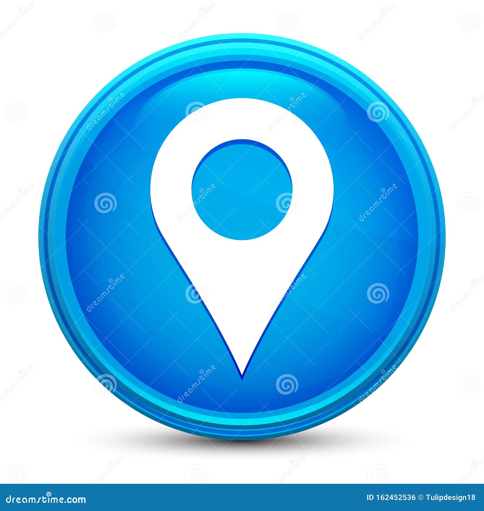Location Pin Icon Glass Shiny Blue Round Button Isolated Design Vector ...