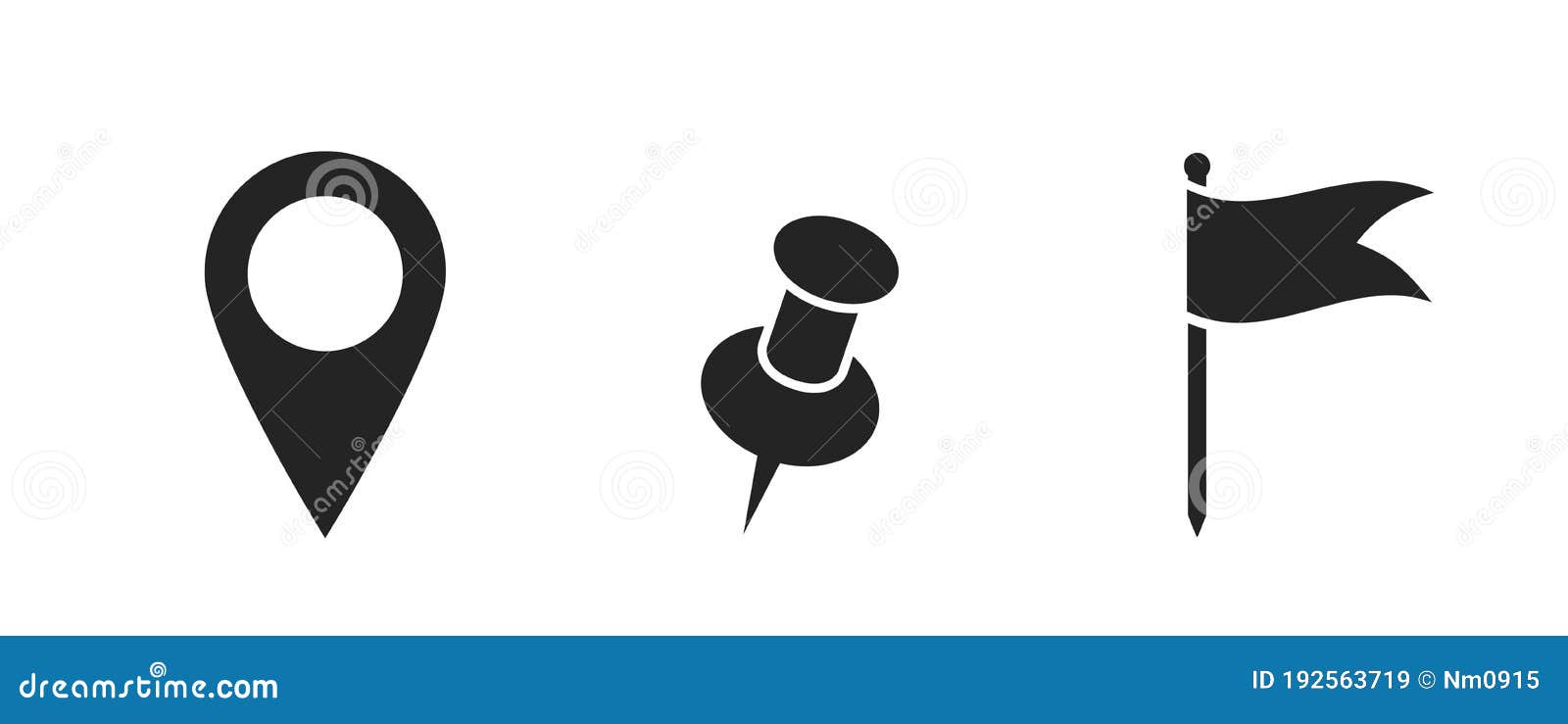 Location Pin Icon Set. Map Pin, Destination and Location Signs Stock ...