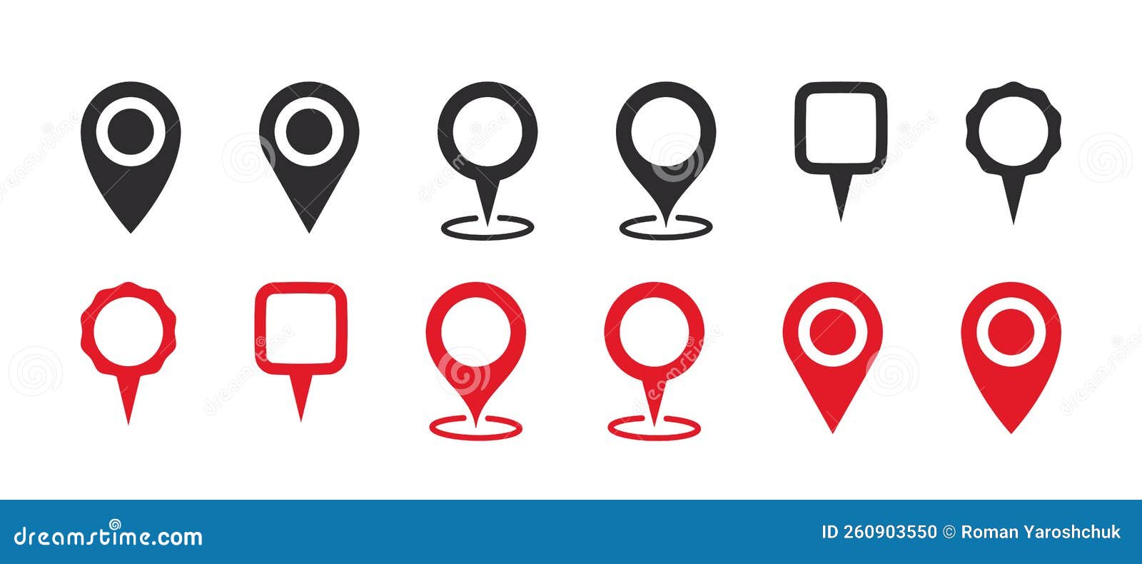 Location Pin Icons. Modern Location Pointers. Location Mark Icons Stock ...