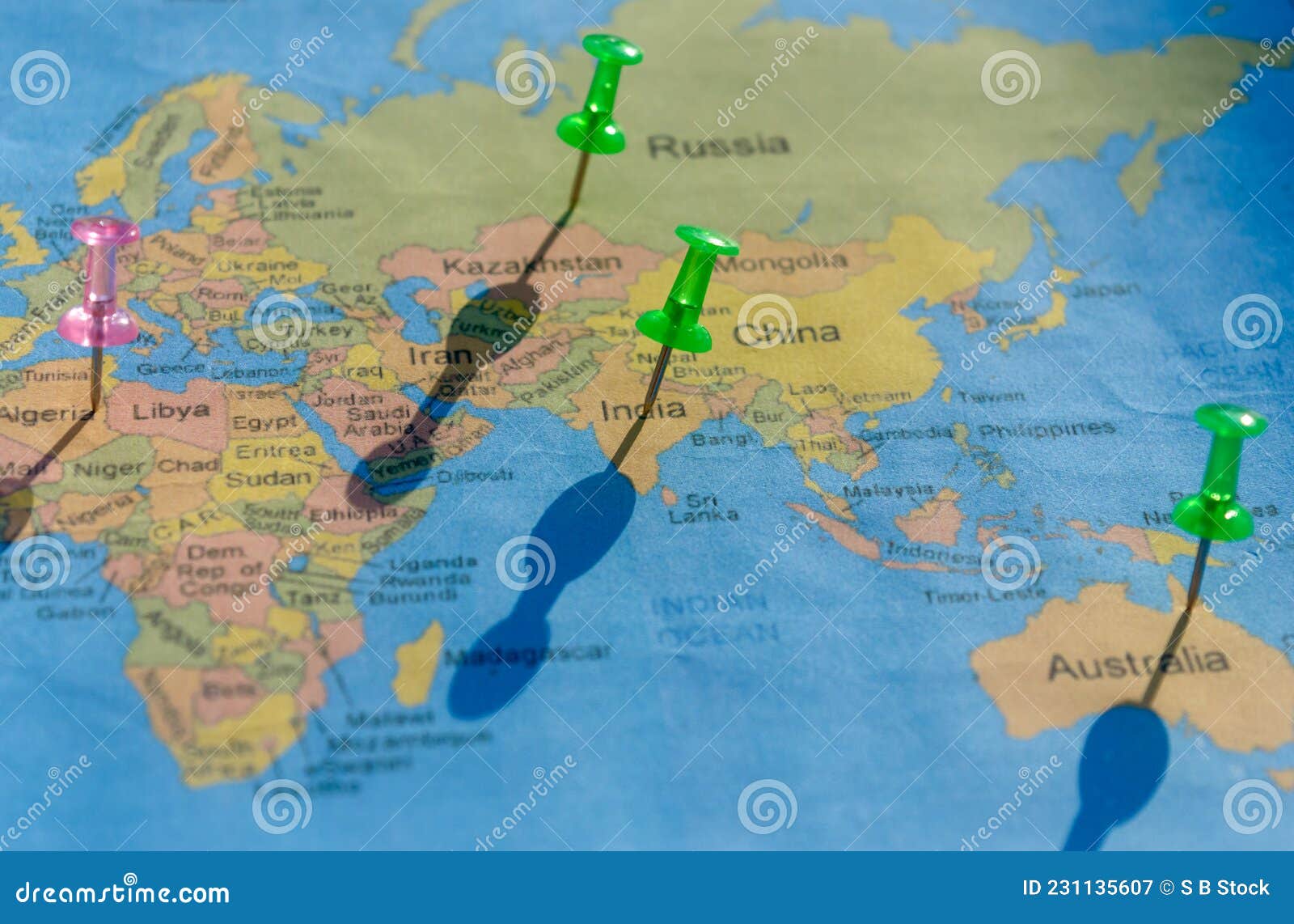 Location Pin on India on a World Map. Global Mapping. Close Up ...