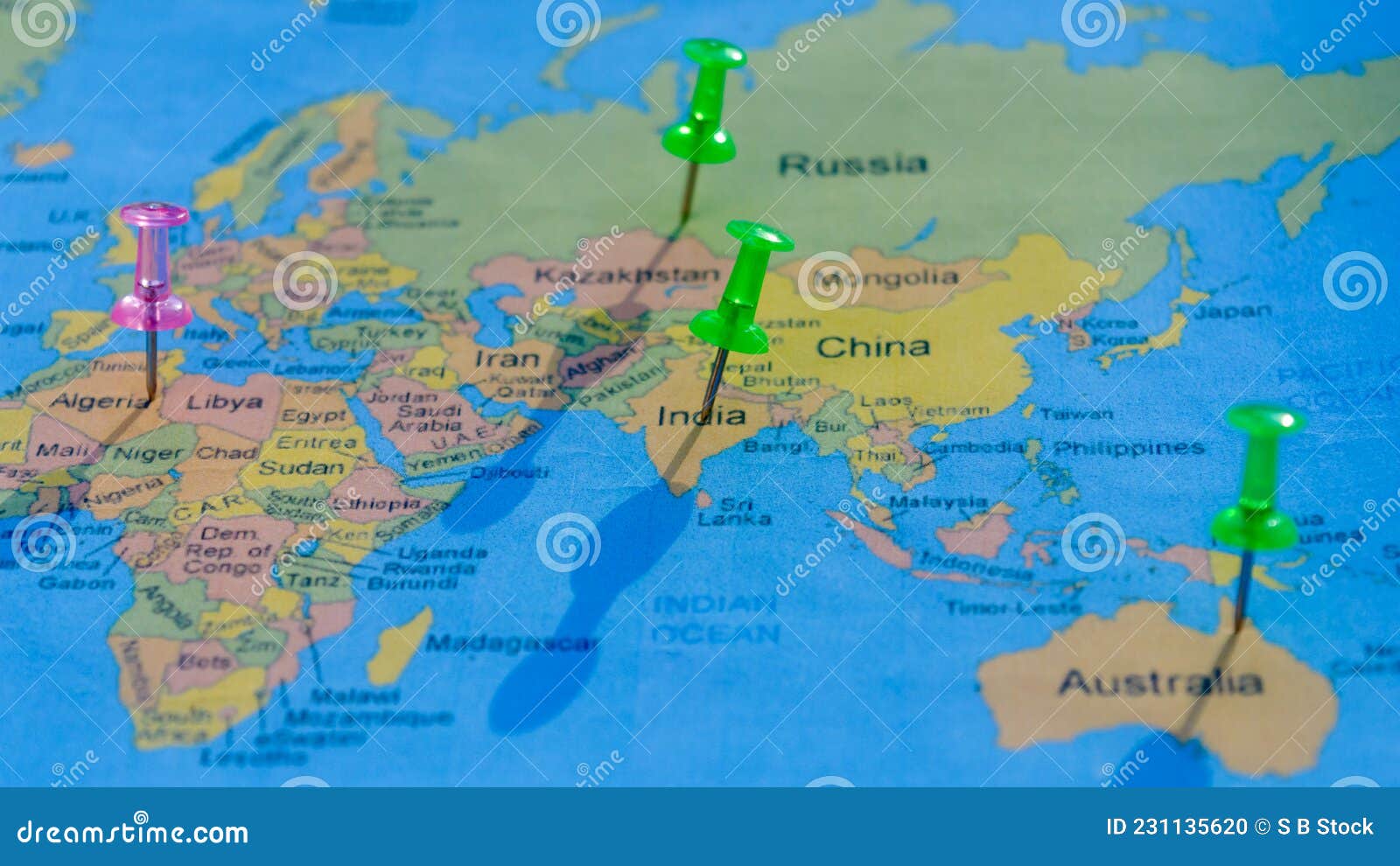 Location Pin on India on a World Map. Global Mapping. Close Up ...