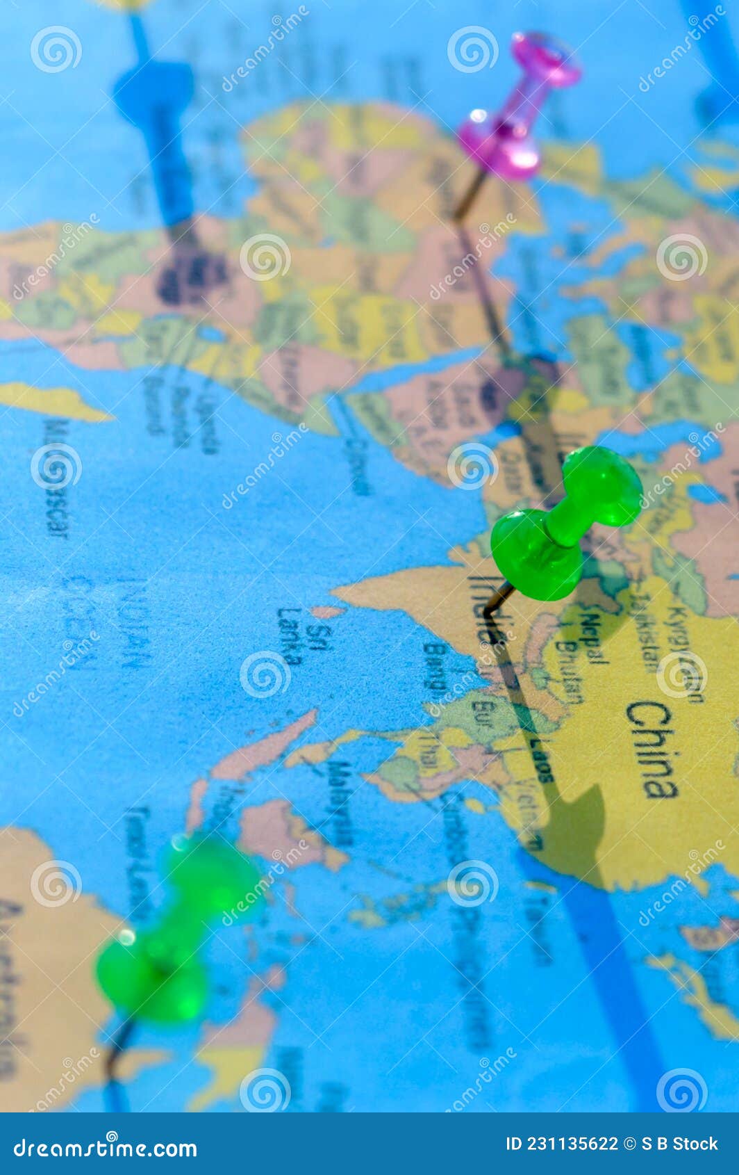Location Pin on India on a World Map. Global Mapping. Close Up ...