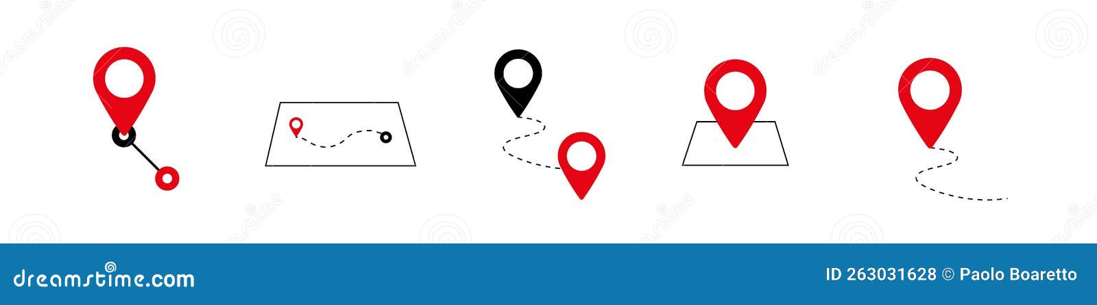 Location Pin Map Line Icon Set. Compass, Map, Distance, Direction ...