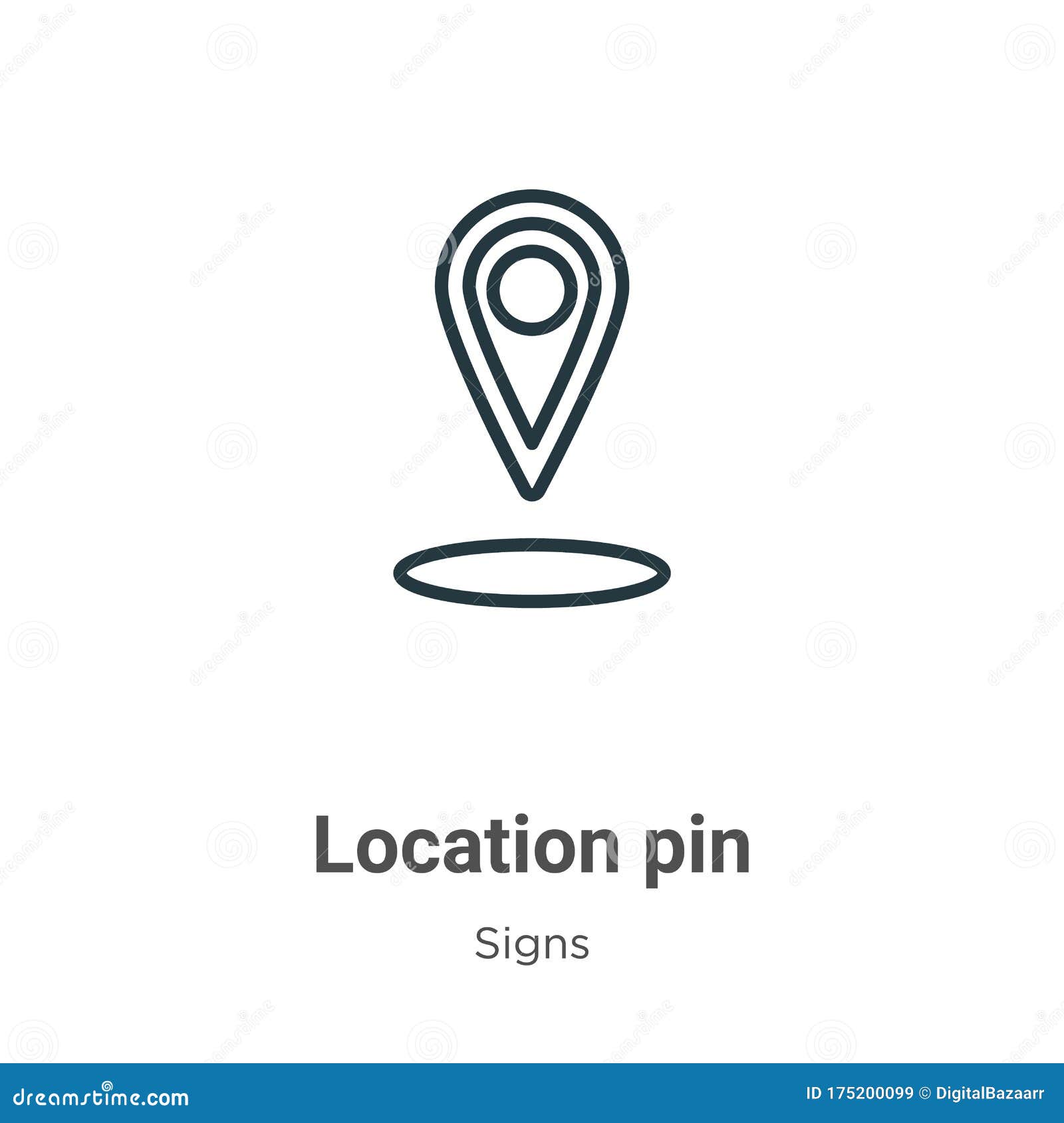 Location Pin Outline Vector Icon. Thin Line Black Location Pin Icon ...