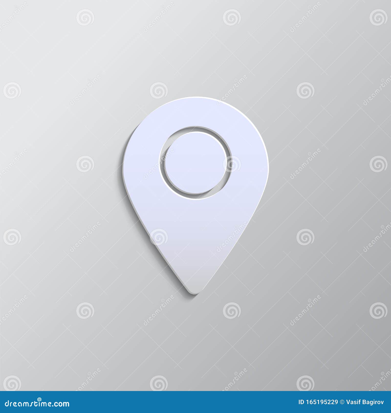 Location, Pin Paper Style, Vector Icon. Grey Color Vector Background ...