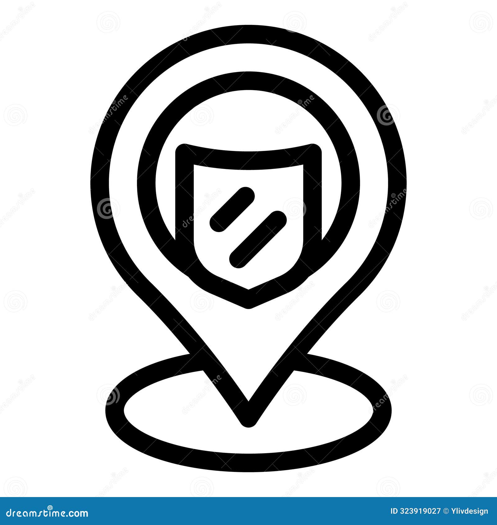 Location Pin Pointing Secure Area with Shield Icon Stock Illustration ...