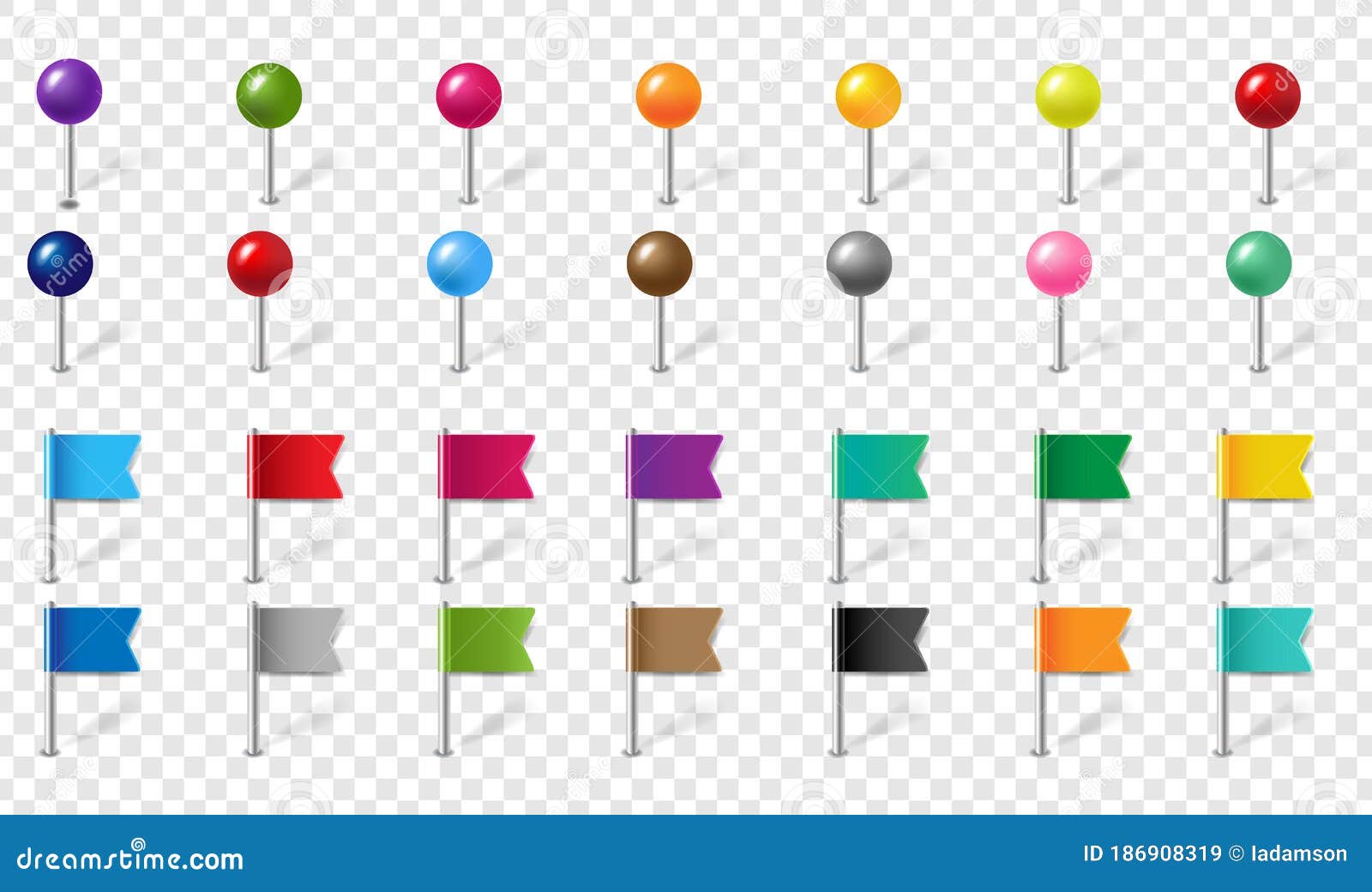 Location Pin Set Isolated Transparent Background Stock Vector ...