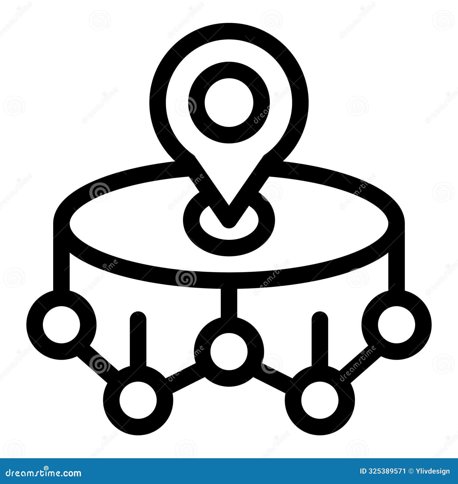 Location Pin Showing Network Connectivity on a Circular Platform Stock ...