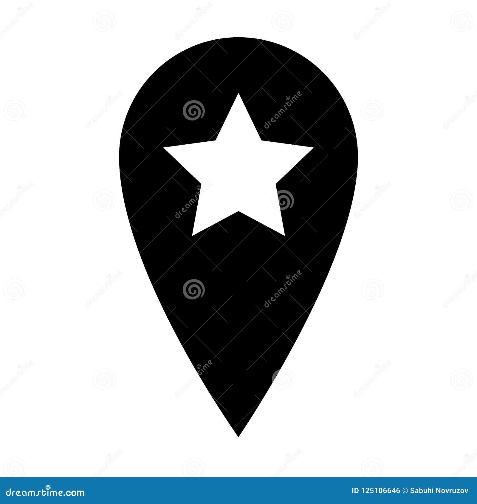 Location Pin with Star Solid Icon. Navigation Vector Illustration ...
