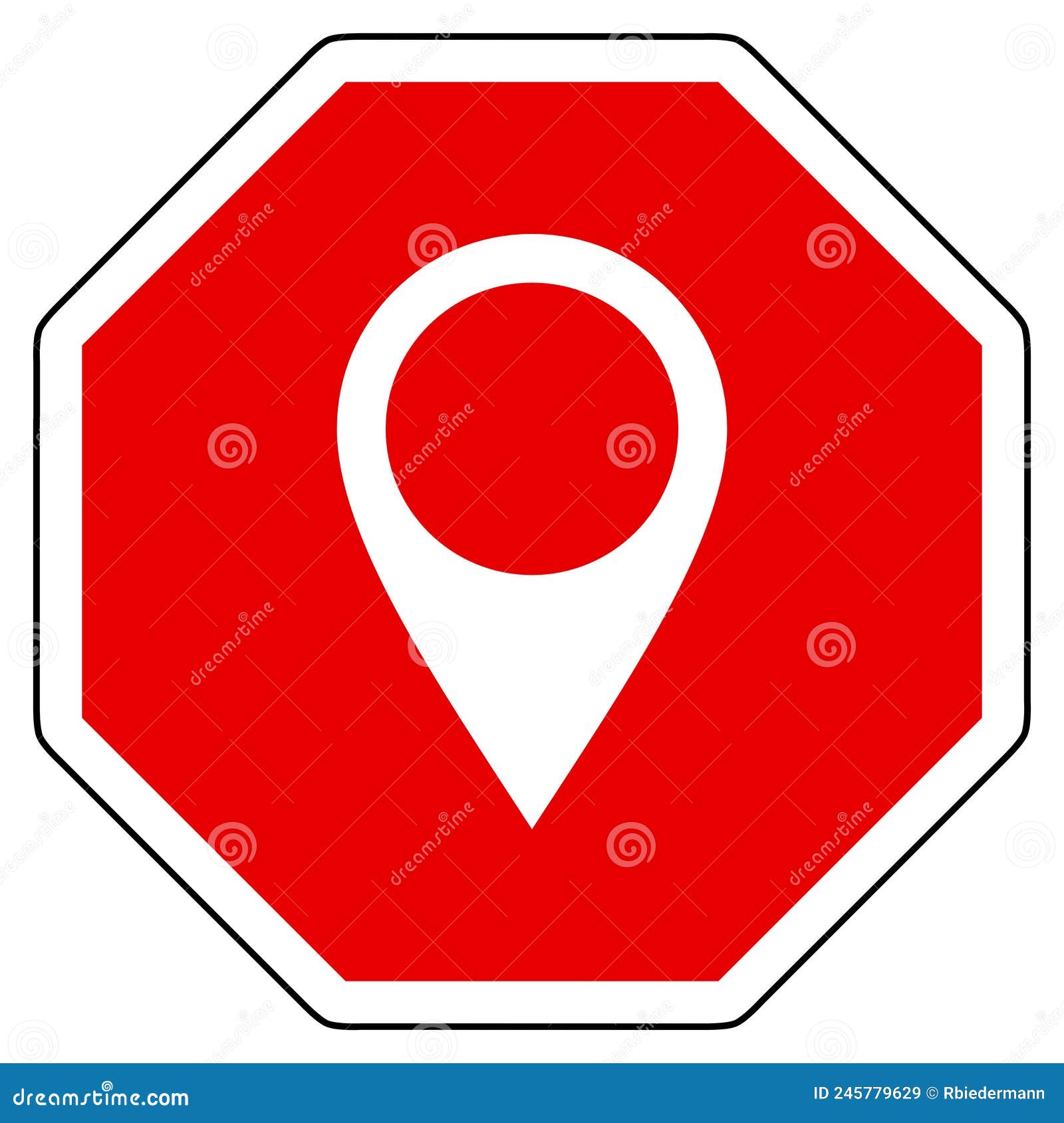 Location pin and stop sign stock vector. Illustration of locator ...