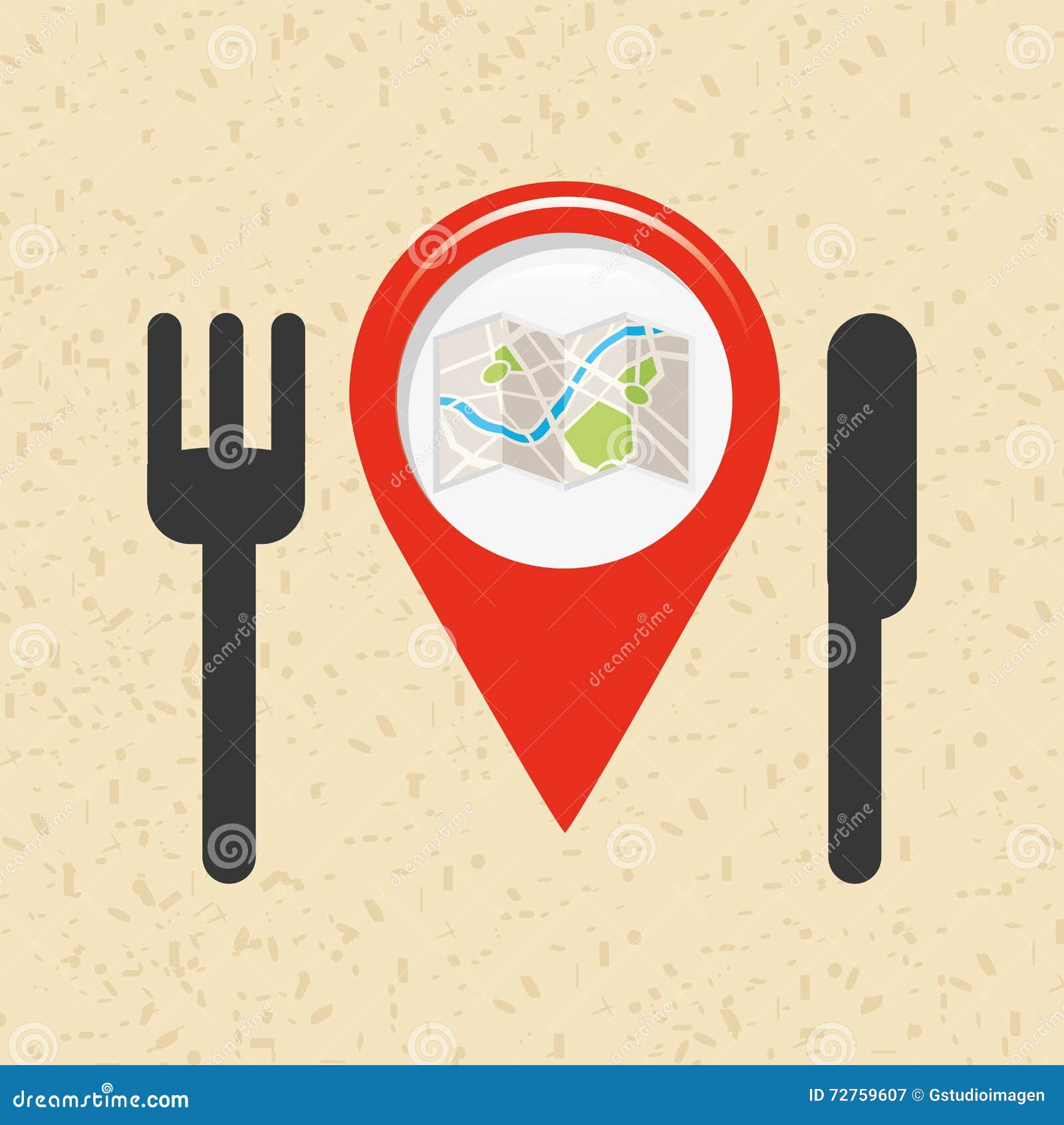 Location of Place on the Map Design Stock Illustration - Illustration ...