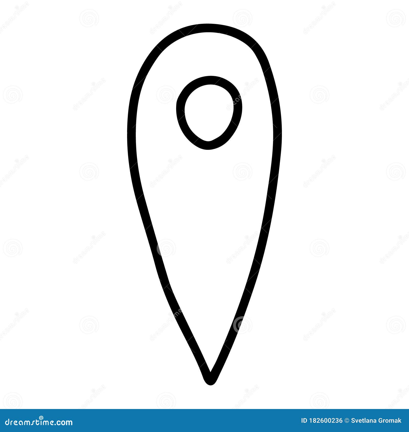 A Location Placemark Drawn in the Doodle Style.Vector Illustration ...