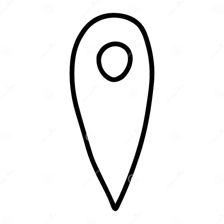 A Location Placemark Drawn in the Doodle Style.Vector Illustration ...