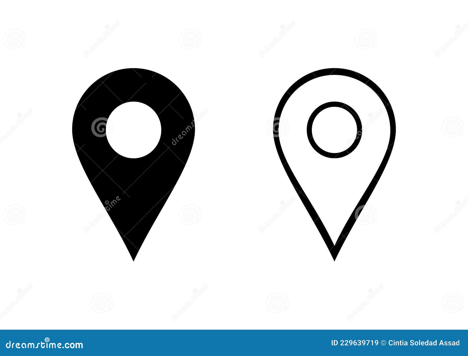 LOCATION POINT ICON BLACK AND WHITE SET Cartoon Vector | CartoonDealer ...