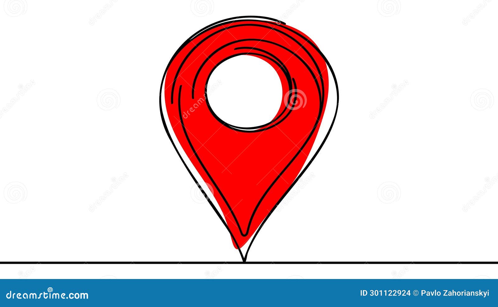 Location Pointer Continuous One Line Drawing. GPS Navigation Line Route ...
