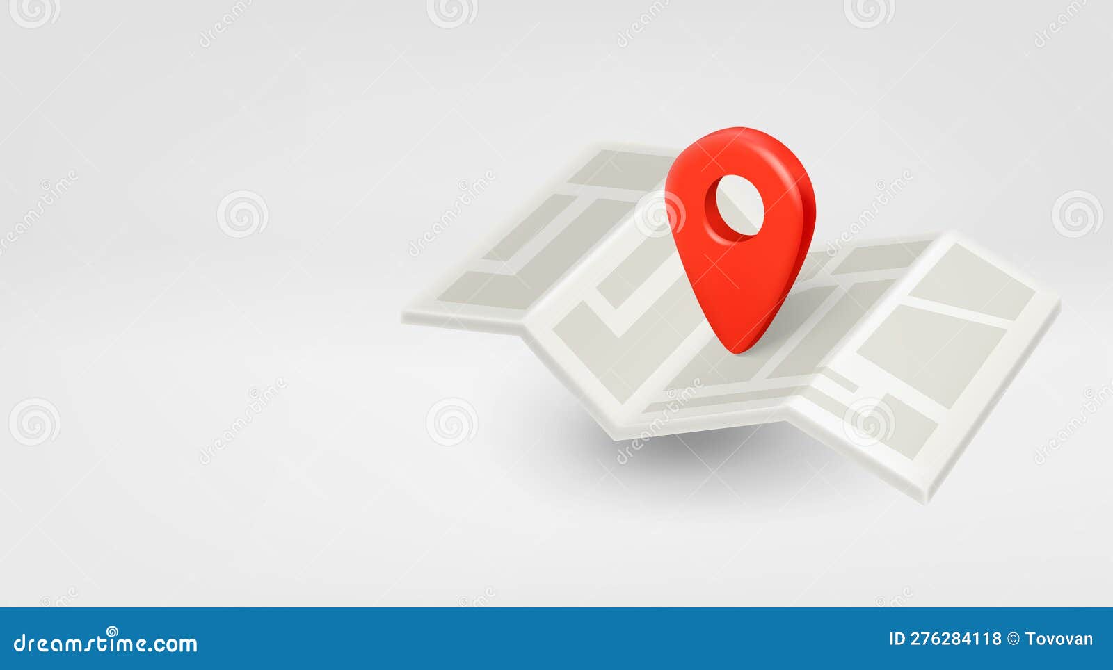 Location Pointer on Paper Map. 3d Vector Banner with Copy Space Stock ...