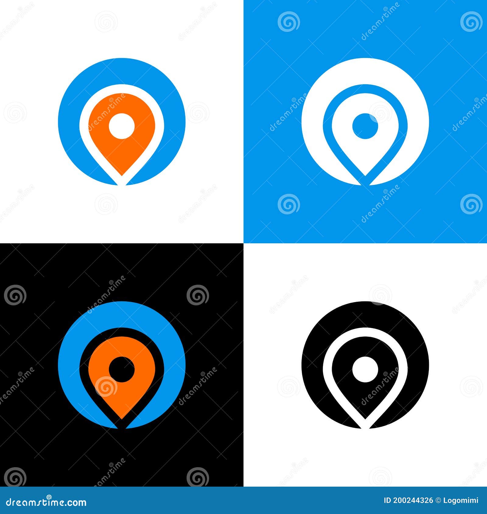 Location or Position Pointer Logo, Map Pin Symbol, Circle Shape Icon ...