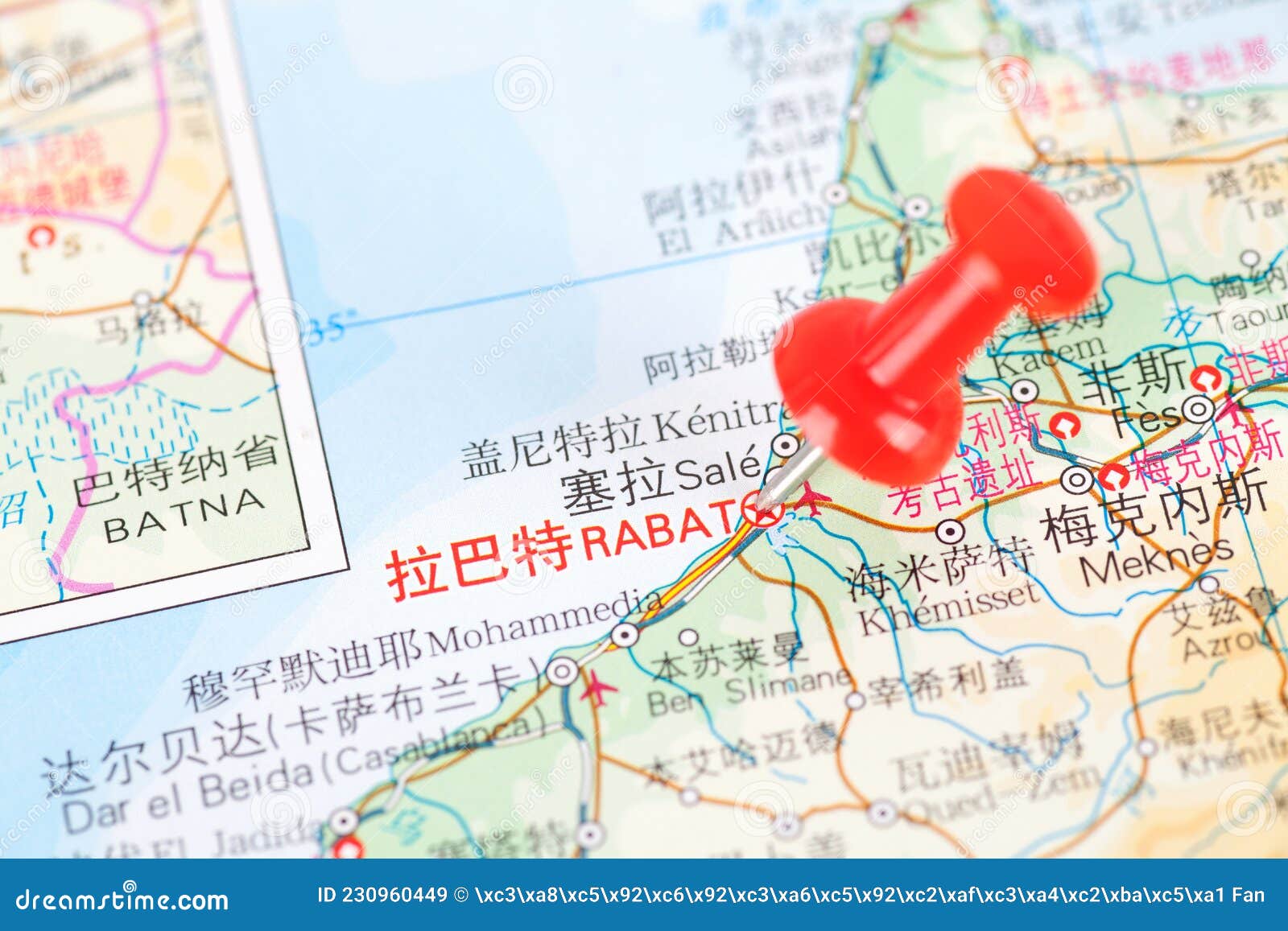 The Location of Rabat, the Capital of Morocco, on the Map Stock Image ...