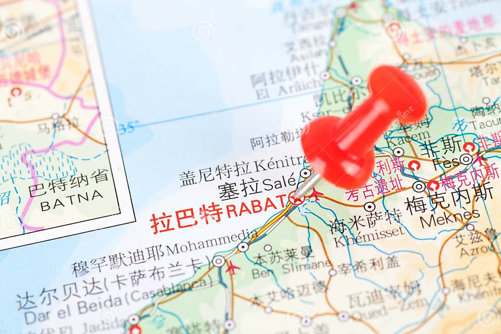 The Location of Rabat, the Capital of Morocco, on the Map Stock Image ...