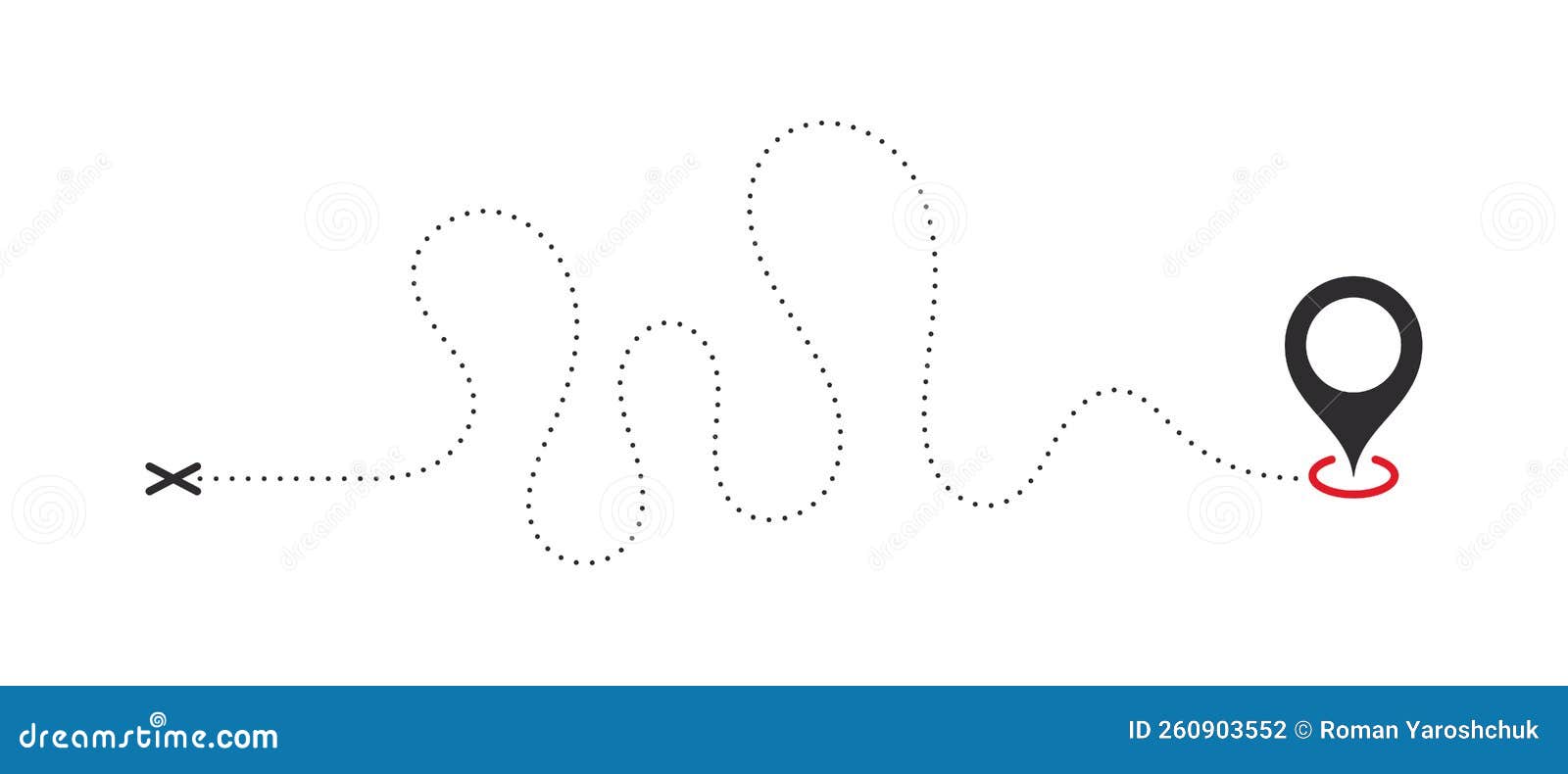 Location Route. Location Pointer. Dotted Path with Points Stock ...