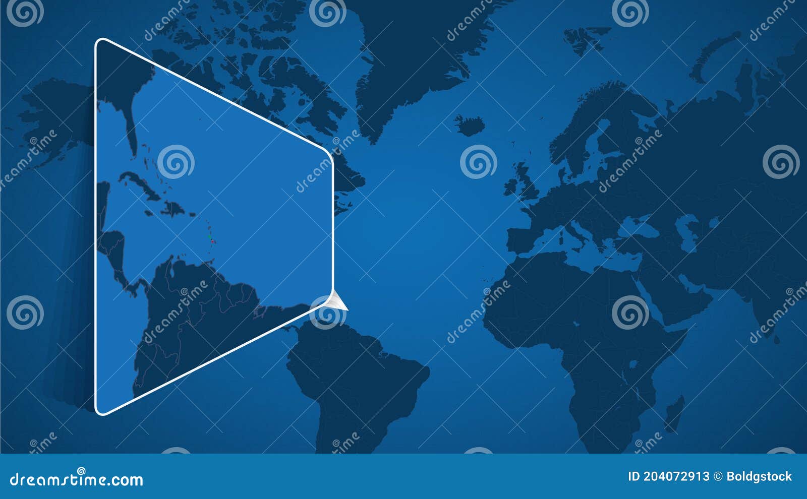 Location of Saint Kitts and Nevis on the World Map with Enlarged Map of ...
