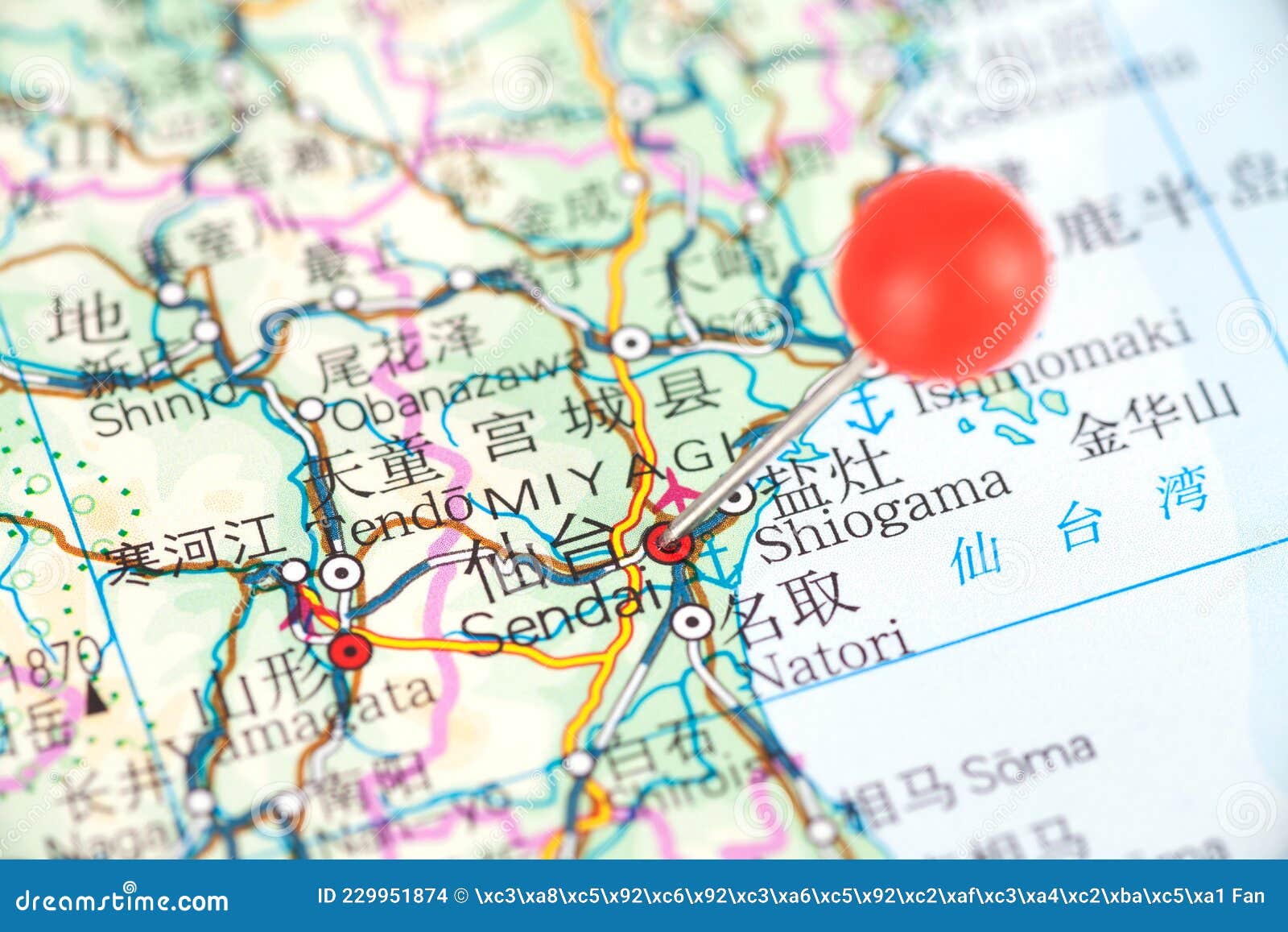 Location of Sendai, Japan on the Map Stock Photo - Image of route ...