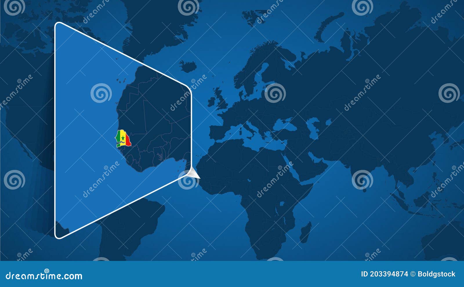 Location of Senegal on the World Map with Enlarged Map of Senegal with ...