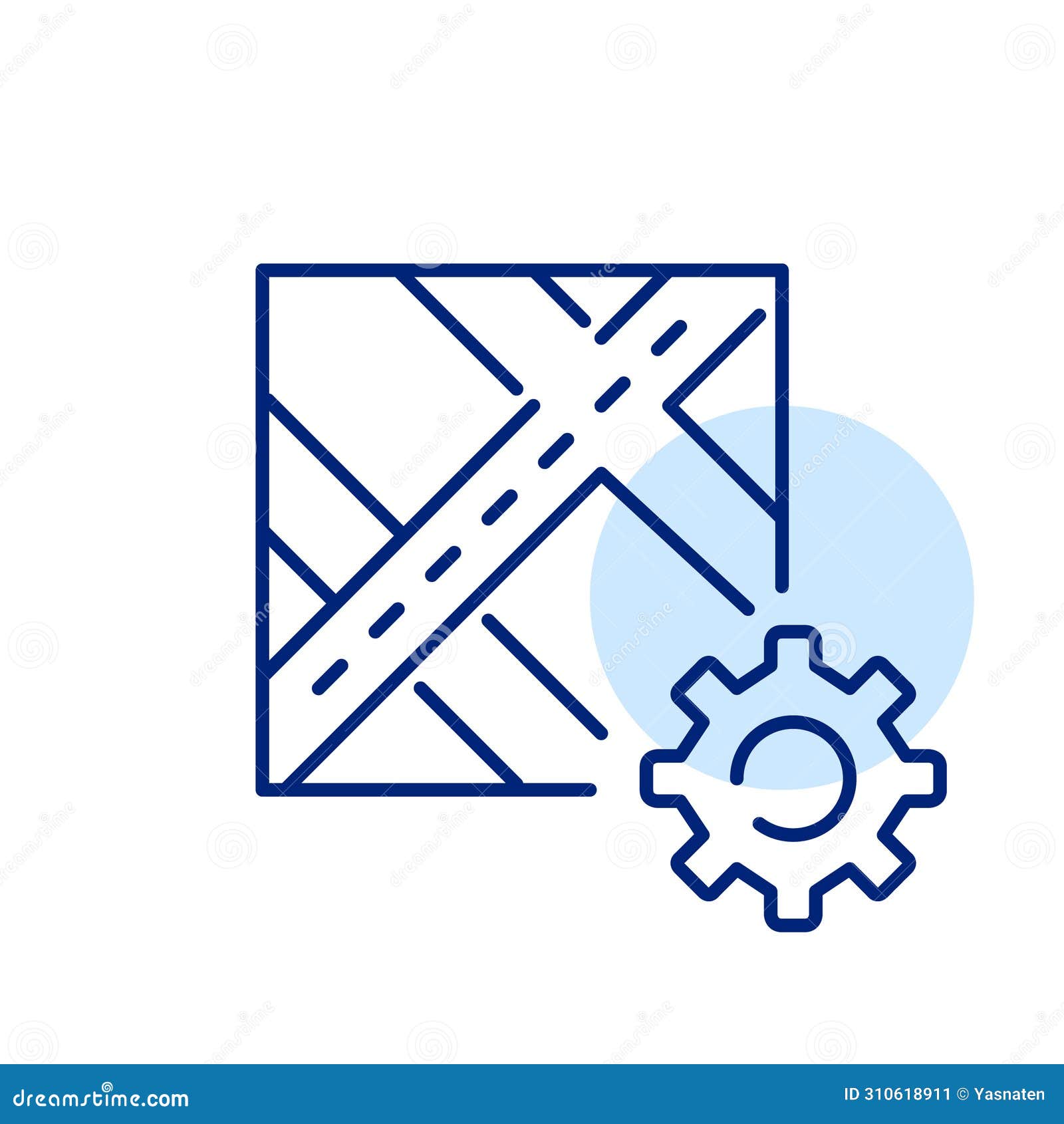 Location Services Configuration. Digital Map and Cogwheel. Settings ...