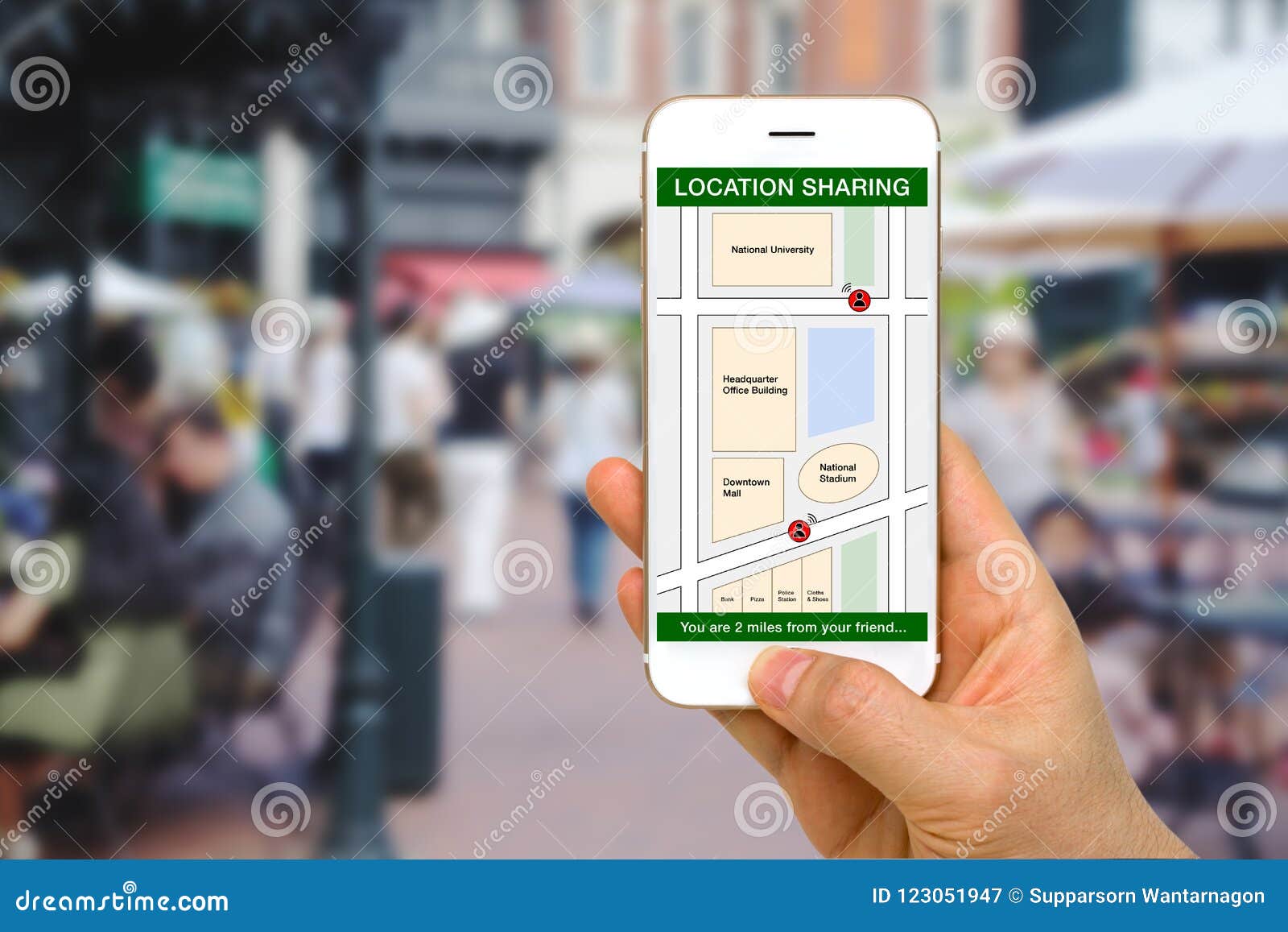 Location Sharing App Concept Shown by Smartphone Screen Stock Image ...
