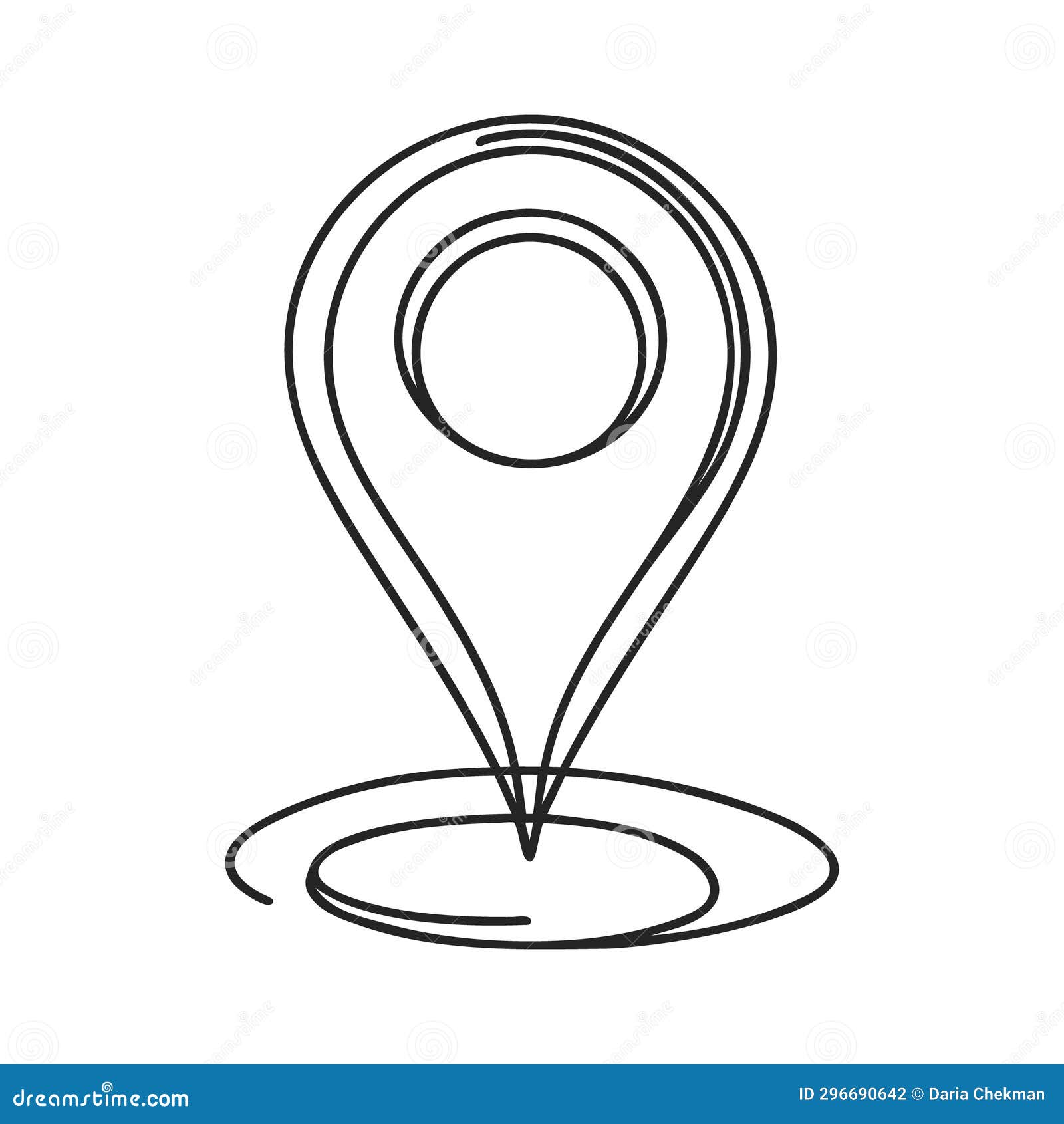 Location Sign Drawn in One Line Style Isolated Stock Vector ...