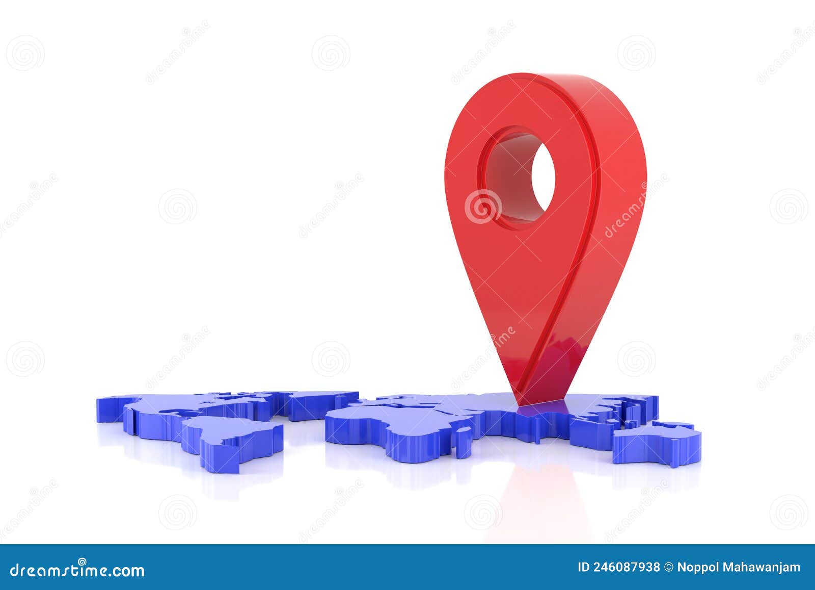 Location Sign on the World Map. 3D Rendering Stock Illustration ...