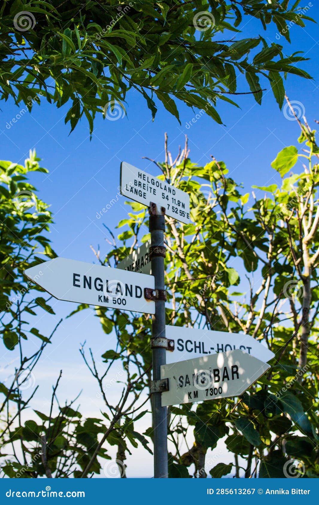 Location Signs on Helgoland Stock Image - Image of trees, location ...