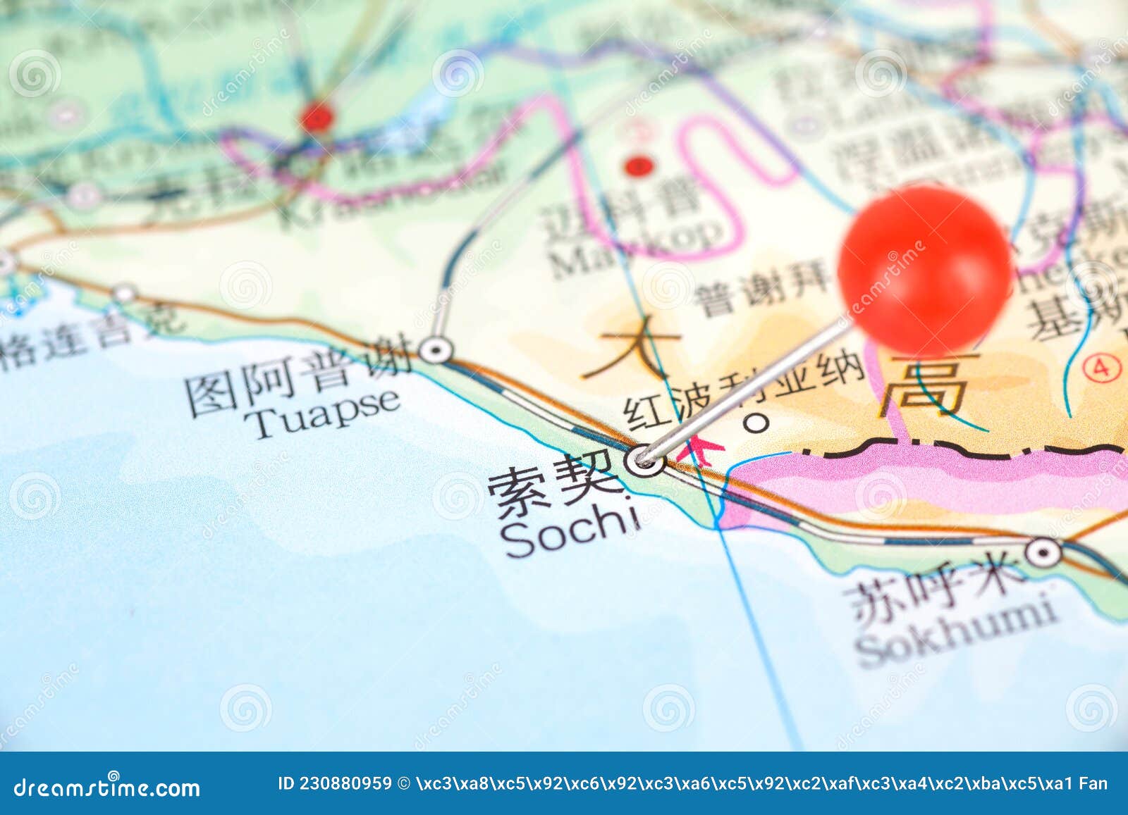 The Location of Sochi on the Map Stock Image - Image of honeymoon, tack ...