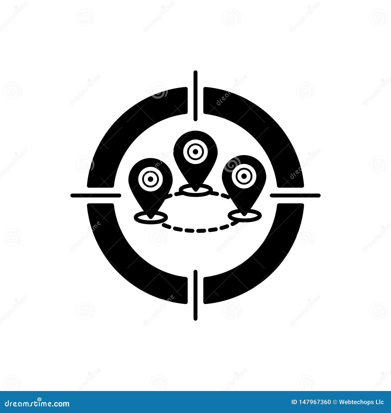 Black Solid Icon for Location Targeting, Gps and Digital Stock Vector ...