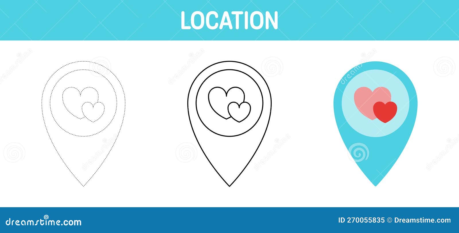 Location Tracing and Coloring Worksheet for Kids Stock Vector ...