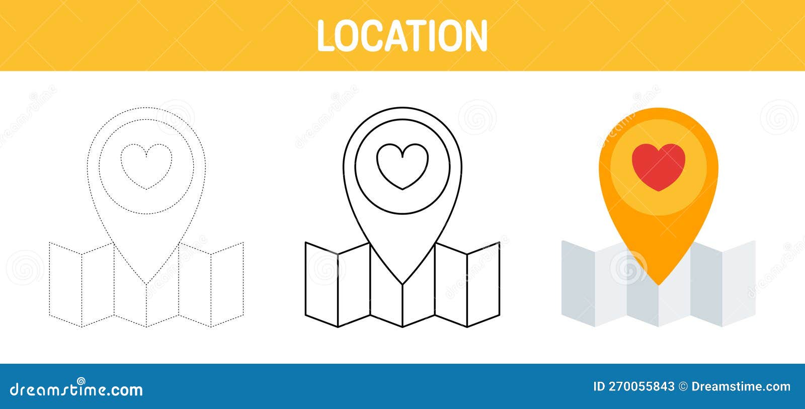 Location Tracing and Coloring Worksheet for Kids Stock Vector ...