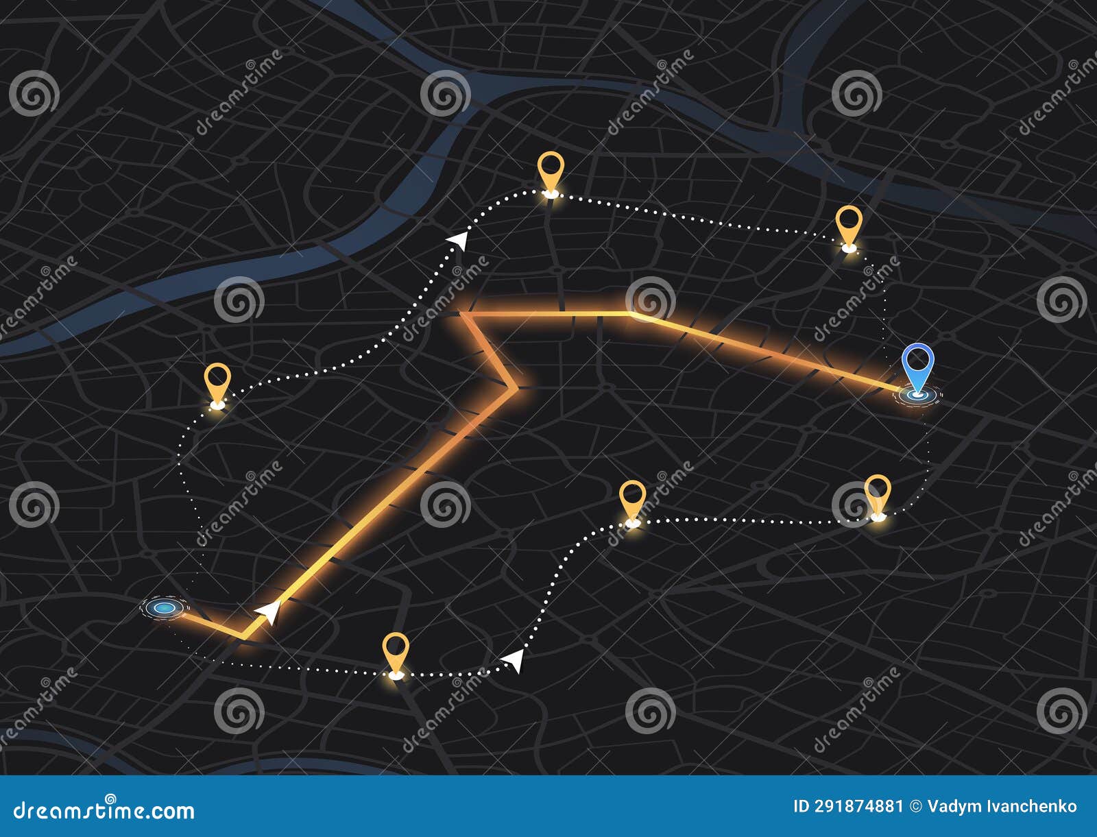 Location Tracks Dashboard. Path from the Point To the Intended Goal ...
