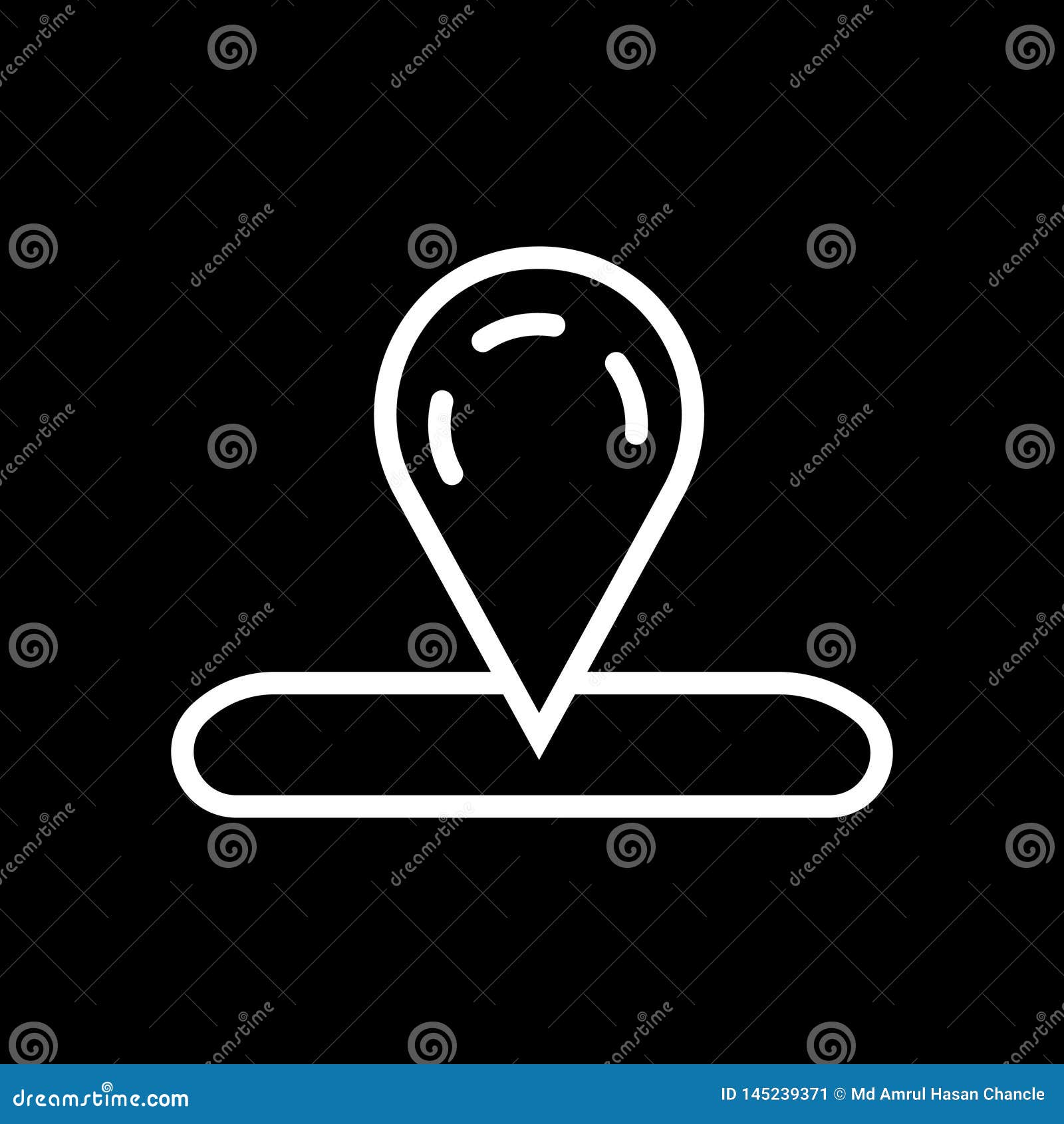 Location- White Linear Location Vector Illustration Symbol Icon Stock ...