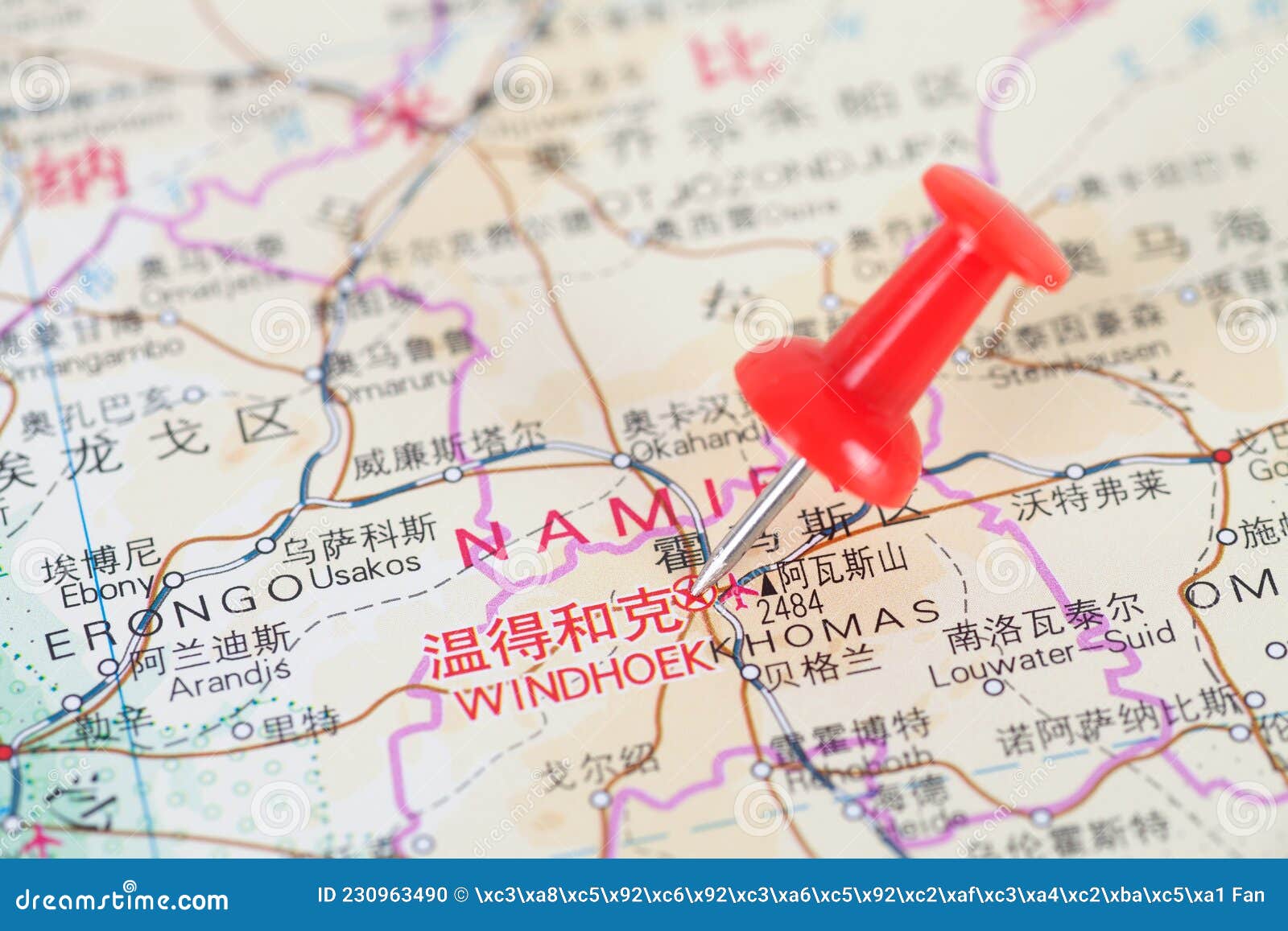 The Location of Windhoek, the Capital of Namibia, on the Map Editorial ...