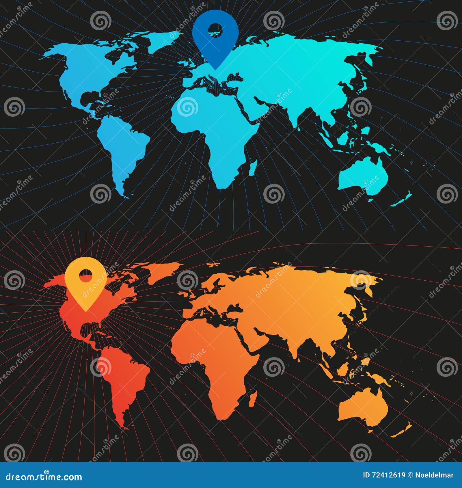 Location world map set stock vector. Illustration of abstract - 72412619