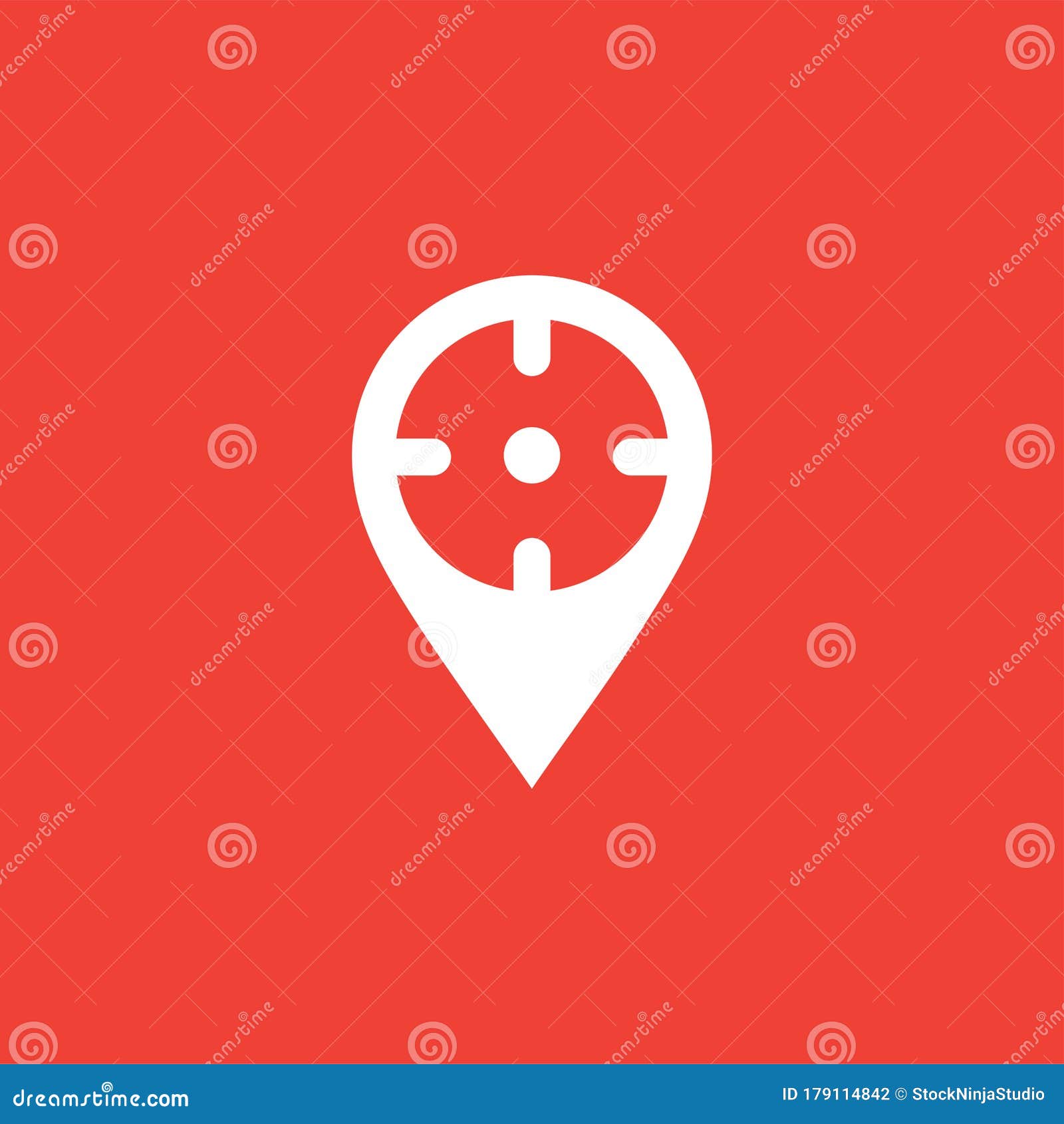 Locator Icon on Red Background. Red Flat Style Vector Illustration ...