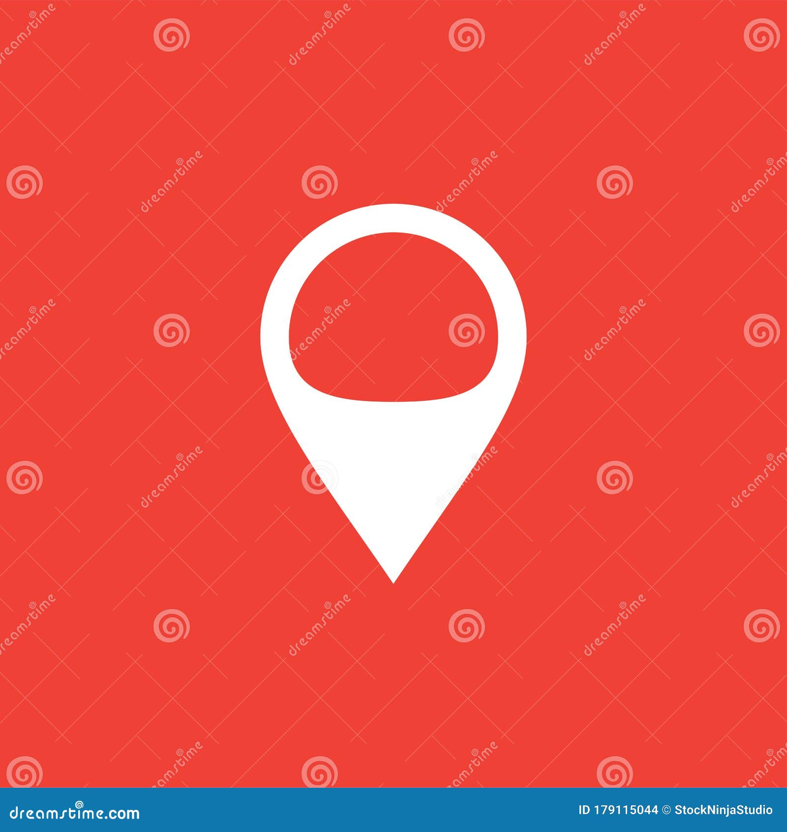 Locator Icon on Red Background. Red Flat Style Vector Illustration ...