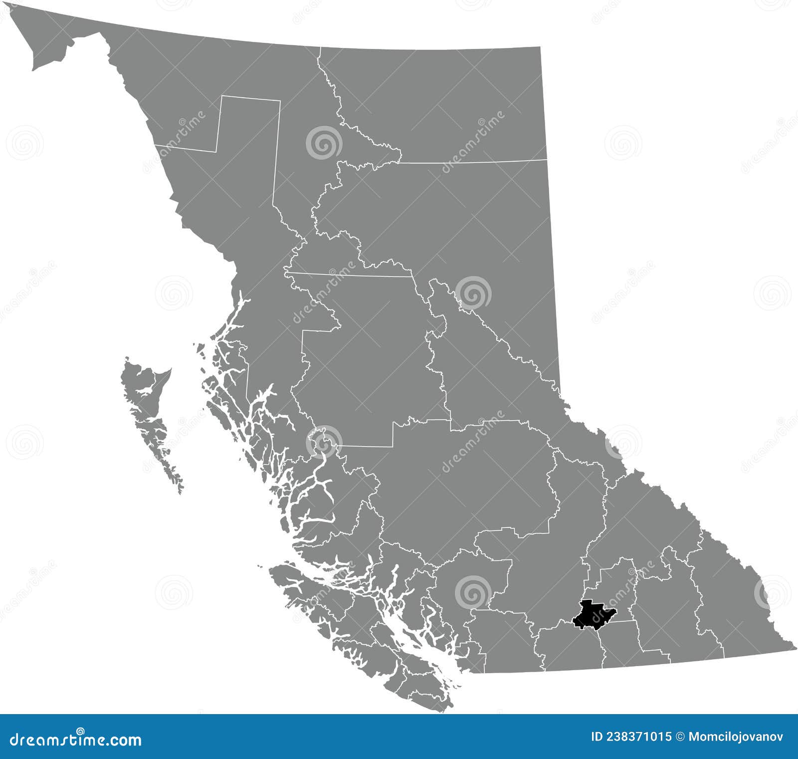 Locator Map of the CENTRAL OKANAGAN Regional District Stock Vector ...