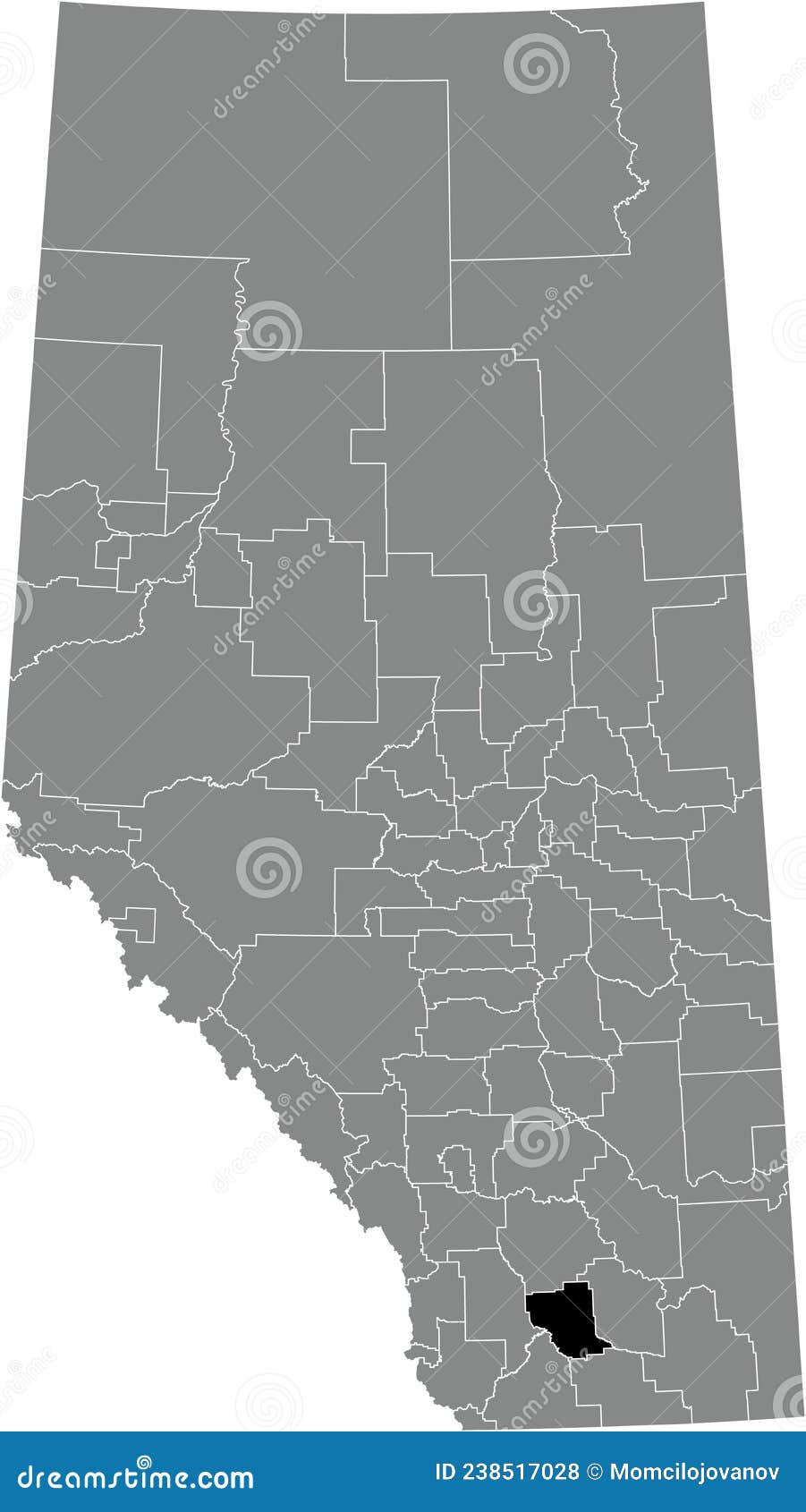Locator Map of the LETHBRIDGE COUNTY Municipal District Stock Vector ...