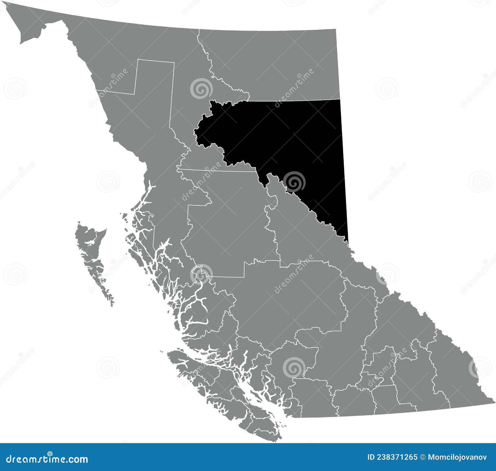 Locator Map of the PEACE RIVER Regional District Stock Vector ...