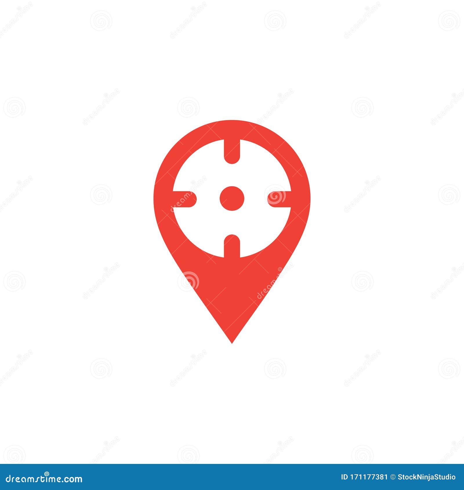 Locator Red Icon on White Background. Red Flat Style Vector ...