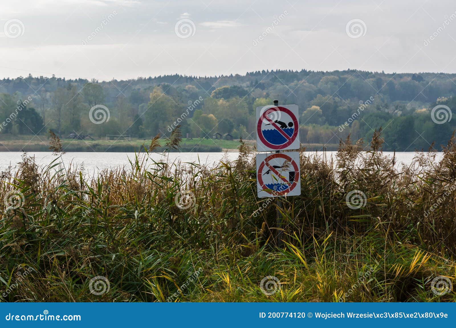 LANDSCAPE by the LAKE stock photo. Image of mark, prohibited - 200774120